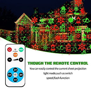 Christmas Laser Lights, Projector Lights Led Landscape Spotlight Red and Green Star Show with Rf Wireless Remote Christmas Decorative for Indoor Outdoor Garden Patio Wall Xmas Holiday Party