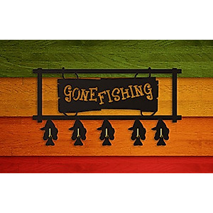 The Geeky Days Go Fishing Wood Coat Hook Creative Fishing Art Decor Wall Mounted Hanger Hooks for Bathroom Living Room Unique Gift for Fishmen