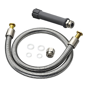 Replacement for T&S Brass B-0044-H Pre-Rinse Hose,44" Flexible Hose with Heat Resistant Gray Handle,Silver,Stainless Steel