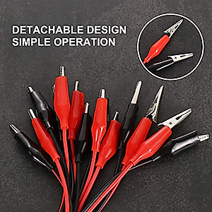 QXUJI 5 Groups 1M Test Leads Set with Alligator Clips,Red and Black Alligator Clips, Clips Electrical, Double-Ended Jumper Wires