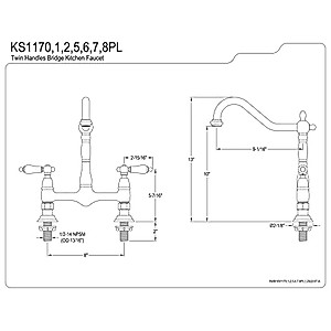 Kingston Brass KS1178PL Heritage 8-Inch Kitchen Faucet Without Sprayer, Brushed Nickel