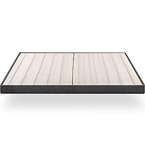 ZINUS Upholstered Metal and Wood Box Spring / 4 Inch Mattress Foundation / Easy Assembly / Fabric Paneled Design, King