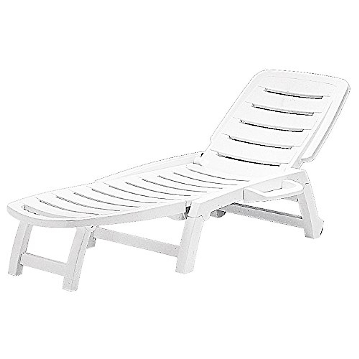 Green Boheme Sun Chair Lounger, 3 Position, White, 73" Long When Flat, Rolls Folds Deck Pool Backyard Sea Beach S6805BPF Mfg in Italy