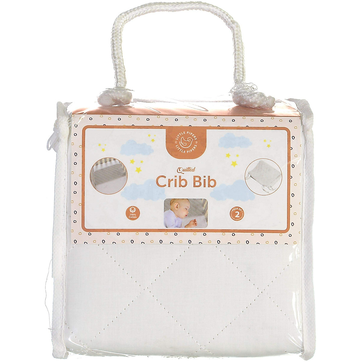 Abstract Quilted Portable Crib Bib Sheet Saver 24.5" X 13" (2 Pack, White)