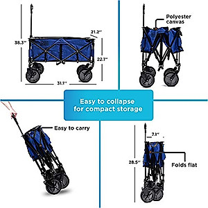 BLACK+DECKER Utility Wagon, Collapsible/Folding Wagon, Blue (BDSTCTBL02)