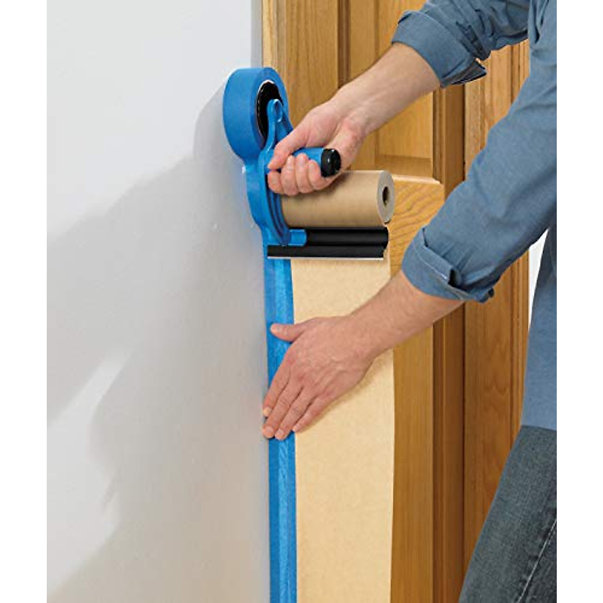 ScotchBlue Painter's Tape and Paper Dispenser, Applies Masking Paper with Painter’s Tape to Protect and Cover Surfaces, Tape Dispenser Includes Plastic Blade, Fits 12 Inch Masking Paper