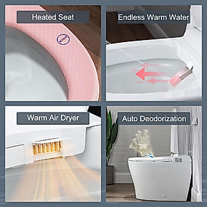 Casta Diva Smart Toilet with Tank and Bidet Built-in Quiet Powerful Auto Flushing Auto Open/Close 1.06GPF Toilets for Bathrooms with Low Water Pressure