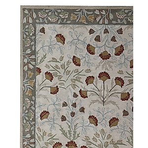 Old Hand Made Floral Bleige Tulips Traditional Style Oriental Woolen Area Rugs (8'x10')