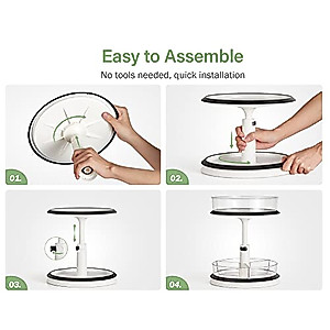 Kootek 2 Tier Lazy Susan Organizer, 11 Inches Height Adjustable Rotating Turntable, Spice Rack for Kitchen Cabinet, Countertop, Bathroom, Makeup, Pantry Organization and Storage with 4 Divided Bins