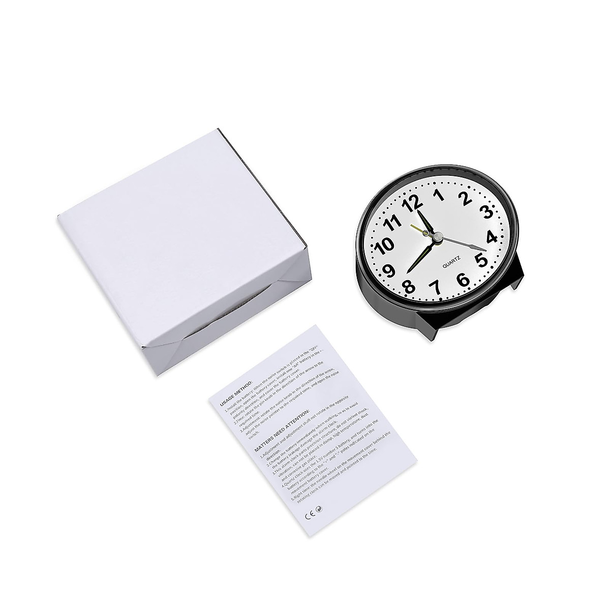 AMIR Analog Alarm Clock Battery Operated, Silent Non Ticking Small Travel Clock, Lighted on Demand & Snooze, Increasing Volume, Loud Clock for Heavy Sleepers, Kids, Elder Bedroom