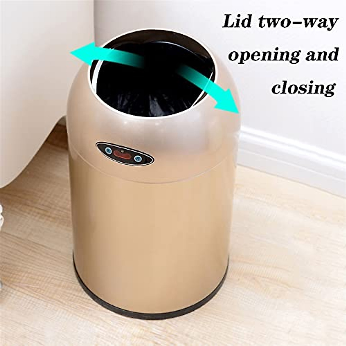 Garbage Can 8L/12L White Creative Intelligent Induction Trash Can Large-Capacity Garbage Storage Box Home Kitchen Living Room Study Bathroom Trash can ( Color : Gold , Size : 12L )
