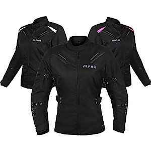 ALPHA CYCLE GEAR ALL SEASON WOMEN MOTORCYCLE JACKET WATERPROOF RIDING WITH CE ARMOUR (BLACK, LARGE)
