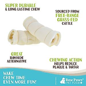 Raw Paws Beef Cheek Rolls for Dogs - 6 inch, 4-ct - Packed in USA - Rawhide Alternative Dog Chews - Free-Range Cow Cheek Rolls for Dogs - Retriever Rolls for Small Dogs to Large Dogs - Dog Beef Cheeks