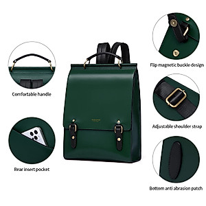 Cnoles Leather Backpack Purse For Women Fashion Ladies Vintage Bags Casual College Travel Backpacks Large bag Green