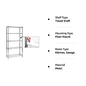 EFINE Chrome 5-Shelf Shelving Unit with 5-Shelf Liners, NSF Adjustable Heavy Duty Steel Wire Shelves, 350lbs Loading Capacity Per Shelf, Storage Rack(36W x 14D x 72H) Pole Diameter 1 Inch