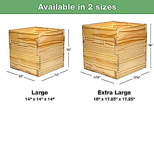 Large Decorative Wooden Planter with Universal Pole Support for String Light Poles, Umbrellas, Bird Feeders. Solid Wood Outdoor Garden Patio Box for Plants or Flowers, 14"x14"x14", Natural