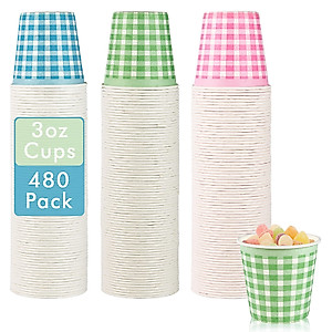 LITOPAK 480 Pack 3 oz Paper Cups, Colorful Disposable Bathroom Cups, Small Mouthwash Cups, Mini Snack Cups, and Disposable Paper Cups for Home, Bathroom, Picnic, Party, and Events.