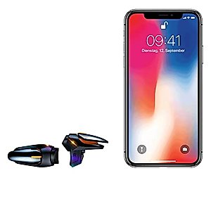 BoxWave Gaming Gear Compatible With iPhone X - Touchscreen QuickTrigger Auto, Trigger Buttons Autofire Gaming Mobile FPS - Jet Black