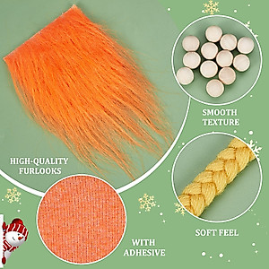 GORGECRAFT 14 Pieces Gnome Beard Faux Fur Gnome Beards Cotton Pigtail Dwarf Beard Kit Faux Fur Beard Hair Set for DIY Handmade Sewing Craft Easter Christmas Party Supplies, 2 Colors