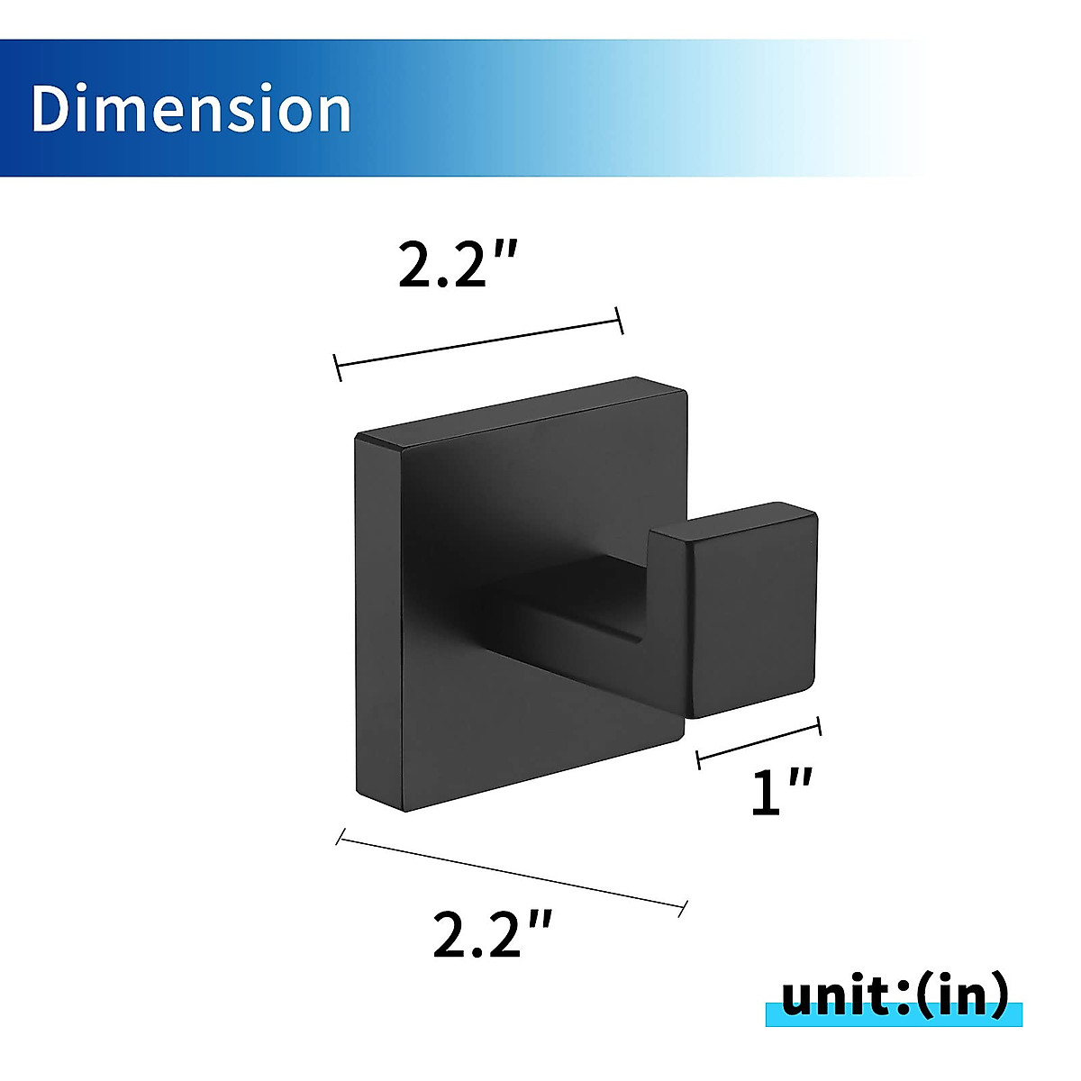 Durafe Towel Hooks for Bathrooms,Matte Black Robe Towel Hooks Wall Mounted 304 Stainless Steel for Bath Coat Shower Kitchen Heavy Duty Wall Hooks 2 Pack