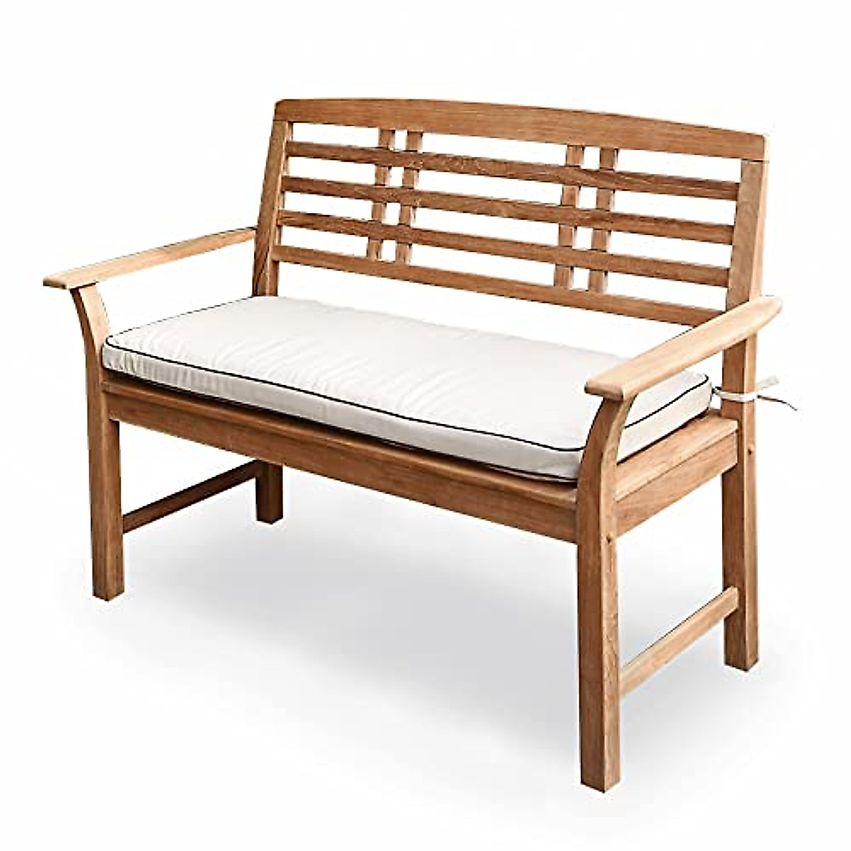 Cambridge Casual Wood Belize Patio Garden Bench with Taupe Cushion, Natural Teak