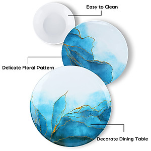 Aclema Melamine Dinnerware Sets 16 Pcs Dish Set Plates Bowls Cups Unbreakable for Kitchen Dinner Outdoor Indoor Service for 4