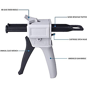 Dispenser Conveyor Gun 50ml,Adhesive Dispensing Mixer, Manual Dual Cartridge Applicator AB Gun 1:1/2:1 Ratio