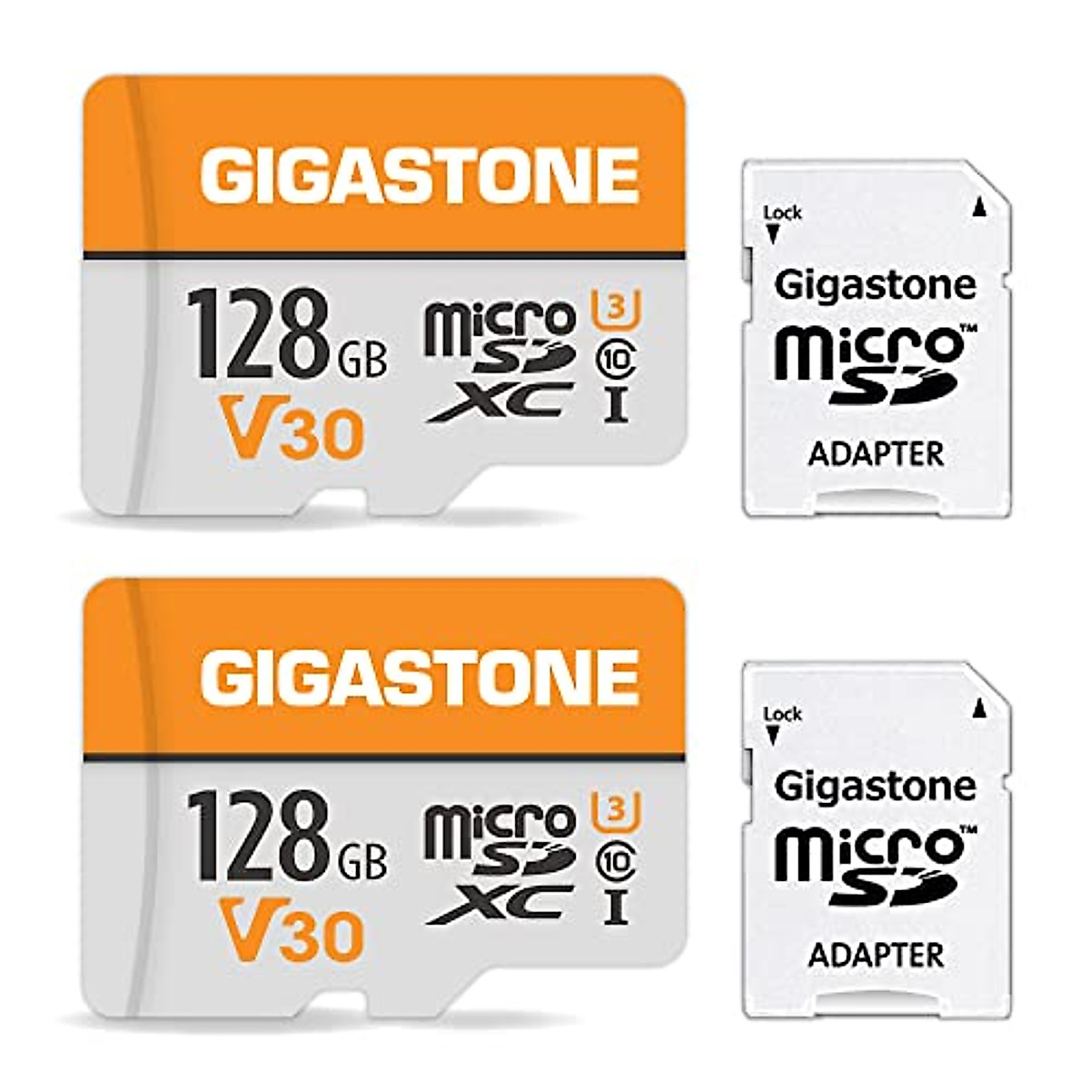 Gigastone 128GB 2-Pack Micro SD Card, 4K Video Pro, GoPro, Surveillance, Security Camera, Action Camera, Drone, 95MB/s MicoSDXC Memory Card UHS-I V30 Class 10