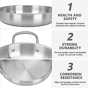 Zerodeko Korean Ramen Noodle Pot Korea Cooking Instant Noodles Pots with Handle Stainless Steel Everyday Pan Stock Pot Chef Pan Kitchen Cookware for Soup Rice Pasta Silver 26CM