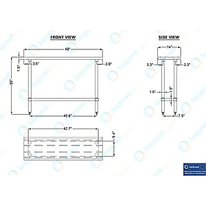 AmGood Stainless Steel Work Table with Undershelf | Food Prep NSF | Utility Work Station | (48" Length X 14" Width)
