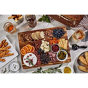 Sonder Los Angeles, Thick Sustainable Acacia Wood Cutting Board for Kitchen with Juice Groove, Sorting Compartment, Charcuterie 16x12x1.5 in (Gift Box Included)