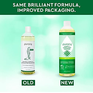 Puracy Professional Carpet Cleaner Machine Detergent, 4x Concentrated Upholstery Cleaner, Natural Carpet Shampoo, Pet Stain Remover & Deodorizer, Makes 20 Gallons of Cleaning Solution, 25 Ounce