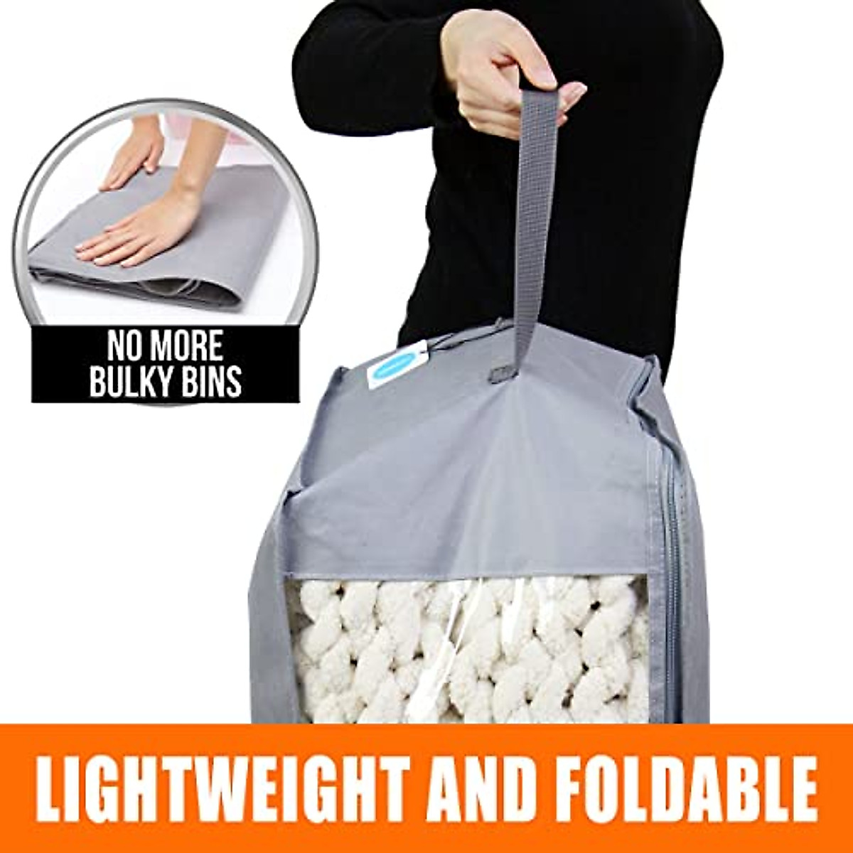 Casaphoria 4pcs Large Capacity Thick Fabric Clothes Storage Bag for Organizing Bedroom,90L Reinforced Handles Foldable Blanket Zipper Container,Closet Storage Baskets Stackable for Wardrobe,Dustproof