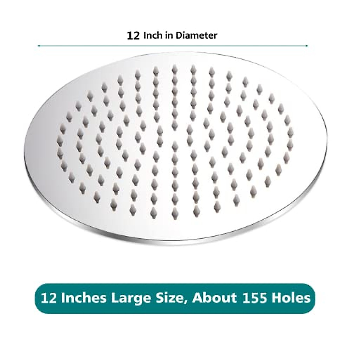 Welan Rain Shower Head Round 12 Inch Shower Heads High Pressure Angle Adjustable,304 Stainless Steel Waterfall Shower Heads Rainfall, Ultra-thin Pressure Boosting Large Showerheads