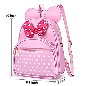 Dksyee Cute Little Girls Backpacks Mini Mouse Backpack Kids Backpack Small Backpack Purses Pink Leather Toddler Backpack Best Travel Bag Crossbody Purse Baby Backpack Preschool Backpack