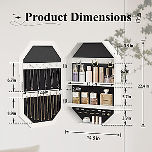 VECELO Medicine Cabinets with Mirror, Modern Wall-Mounted Cabinet for Bathroom, Wall Cabinet with LED Lights, USB Port, 22.4x14.6x3.9 in