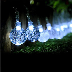 Cohoya Solar String Lights 25.6ft 30 Mini Globe Crystal Balls Waterproof Fairy Lights 8 Modes Outdoor Lights Solar Powered String Light for Christmas Garden Yard Home Party Wedding Decoration