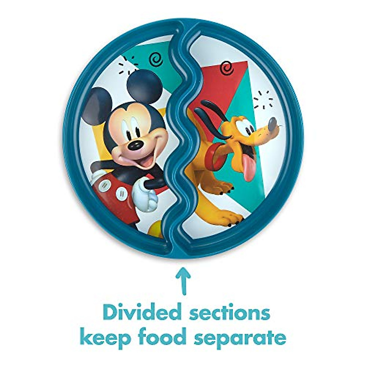The First Years Disney Mickey Mouse Baby Suction Plate - Divided Toddler Plates with Suction - Kids Plates Made Without BPA