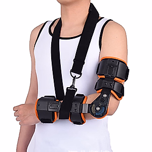 WILLQ Hinged Elbow Brace for Post Op Elbow Fracture Rehabilitation Adjustable Splint Shoulder Strap Arm Orthosis Injury Recovery Support Stabilizer Splint Hinged Support Sling Stabilizer,Right