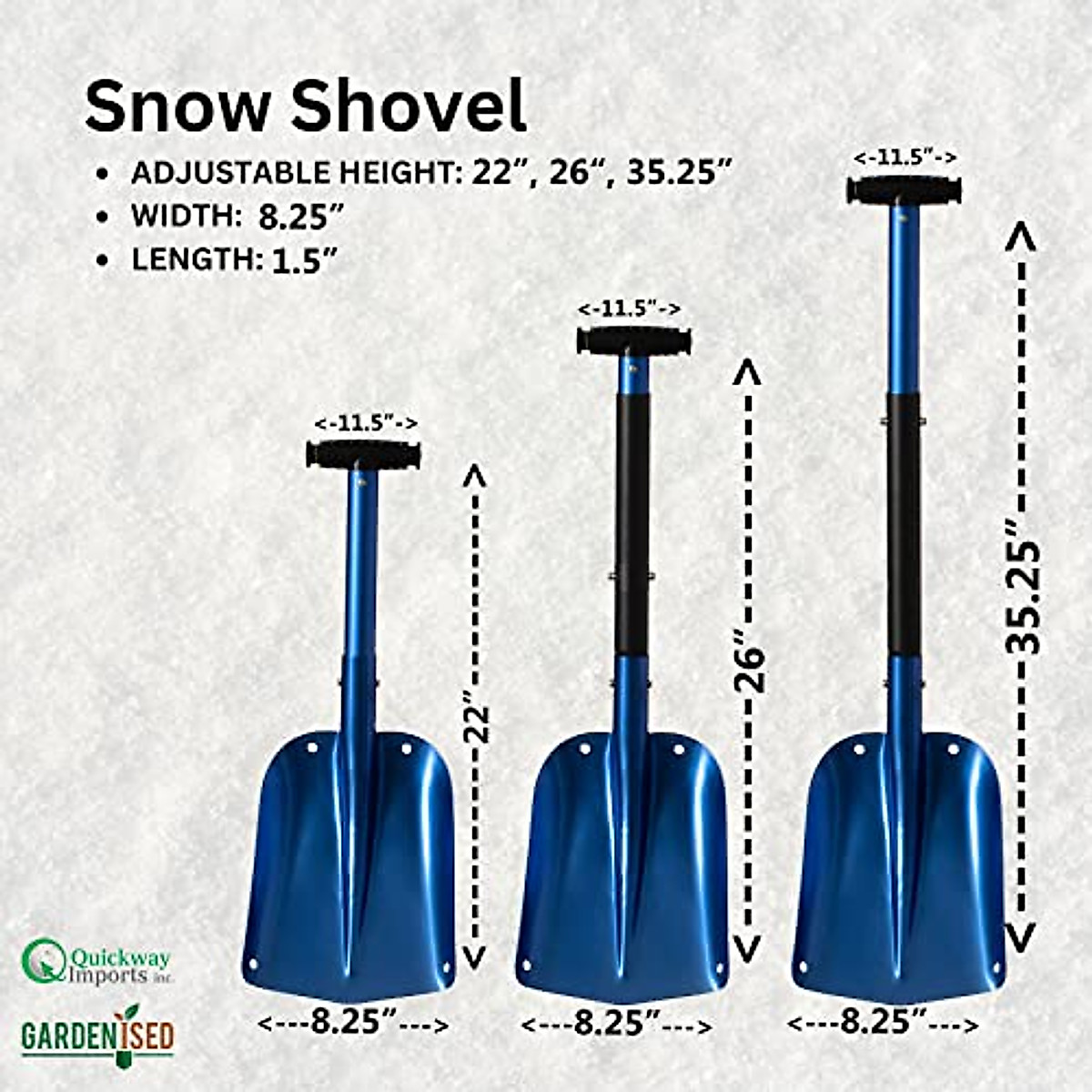 Lightweight Extendable Aluminum Telescoping Compact Utility Snow Shovel, Blue Single
