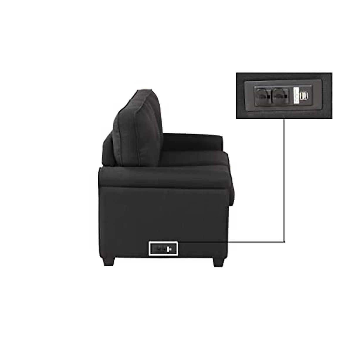 JUBILOOM Pull Out Sofa Couch, Folding Futon Sleeper Bed with 2 USB Ports, Convertible Twin Loveseat Furniture for Compact Small Space, Dorm, Living Room Apartment, Office (Black)