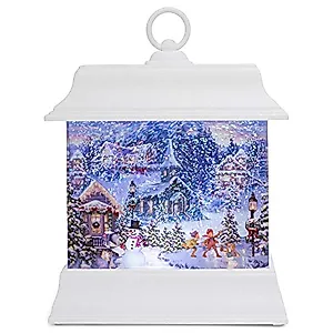 Roman 133357 Led Swirl Christmas Town Printed Lantern, 8.5 inch, Multicolor
