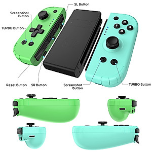 Joy Con for N-Switch/Switch Lite, FOCOLABU Switch Joy Pad Controller with Wake-up Function, Turbo, Motion Control & Dual Vibration, Gamepad Joystick Replacement for N-Switch Console