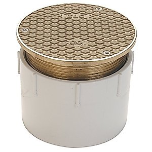 Zurn CO2450-PV3, Adjustable Floor Cleanout, 3 Inch PVC Hub Connection , Brass , 3" Pipe