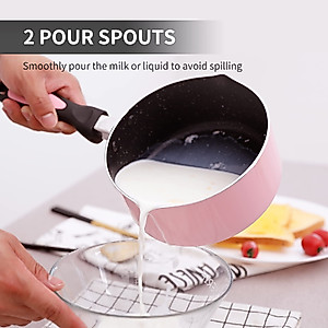 HooJay Nonstick Saucepan Set with Lid, Non Stick 1Qt & 2Qt Sauce Pan Set with Glass Lid Small Pot for Home Kitchen