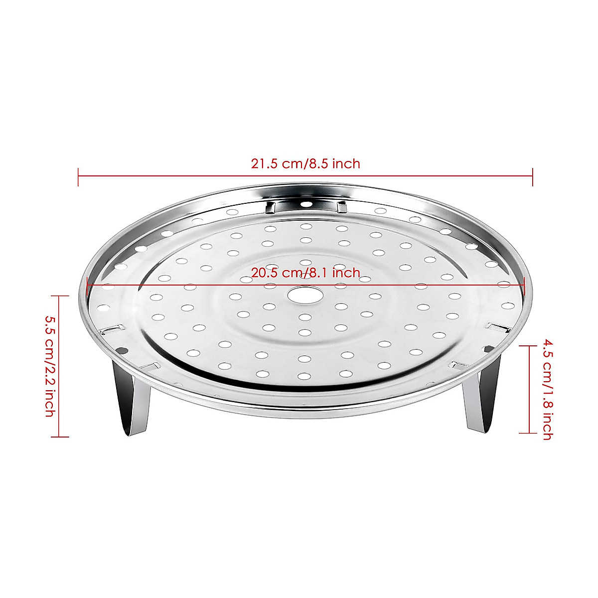 DS. DISTINCTIVE STYLE Steamer Rack 8.5 Inch Stainless Steel Steaming Rack Steam Tray with Removable Legs for Steamer Cookware Instant Pressure Cooker Multi-functional Steamer Basket