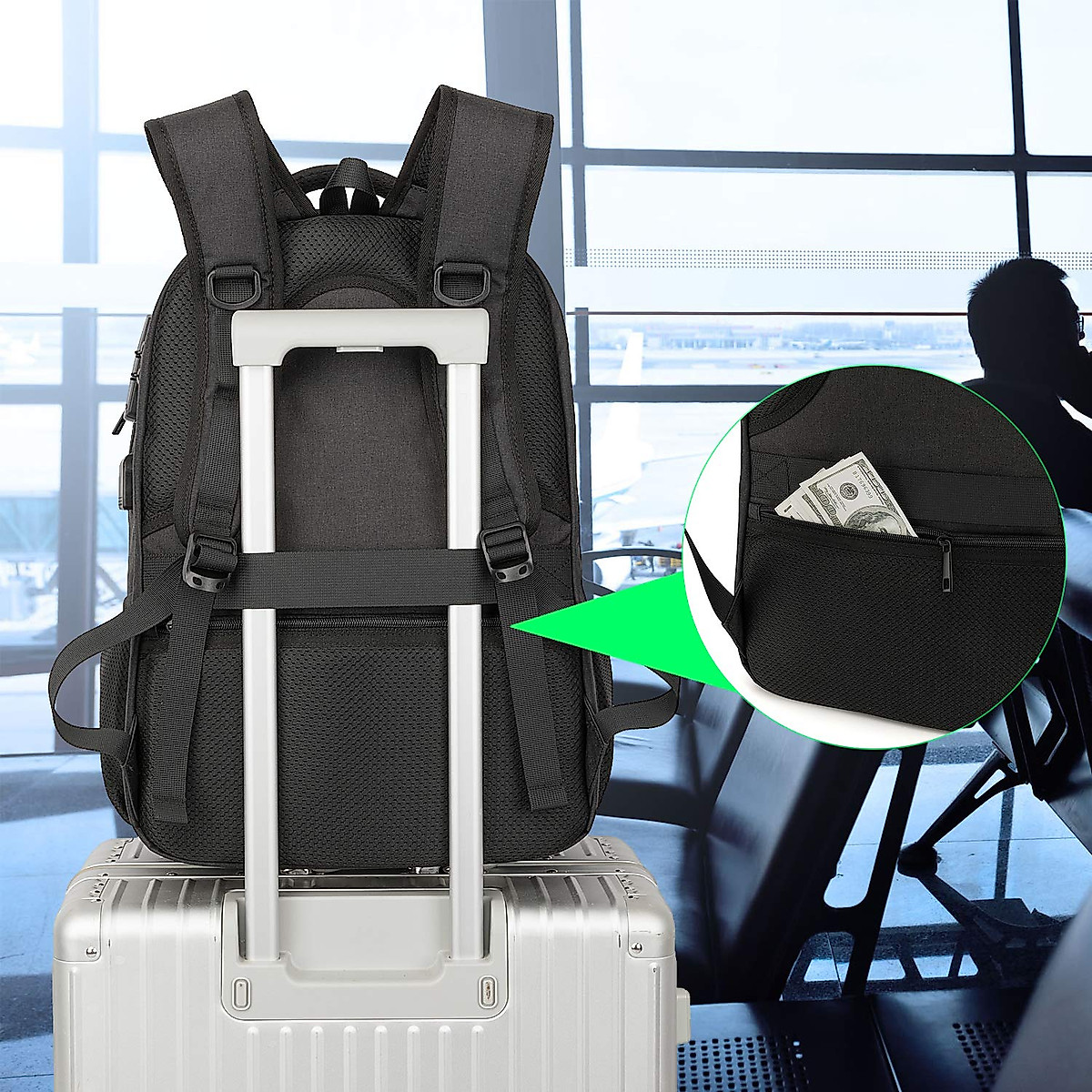 Tzowla Travel Laptop Backpack,Durable Water Resistant Anti-Theft 50L Extra Large 17.3 Inch with USB Charging Port and Lock Fit Computer Business Bookbag for Women Men Gift-Black