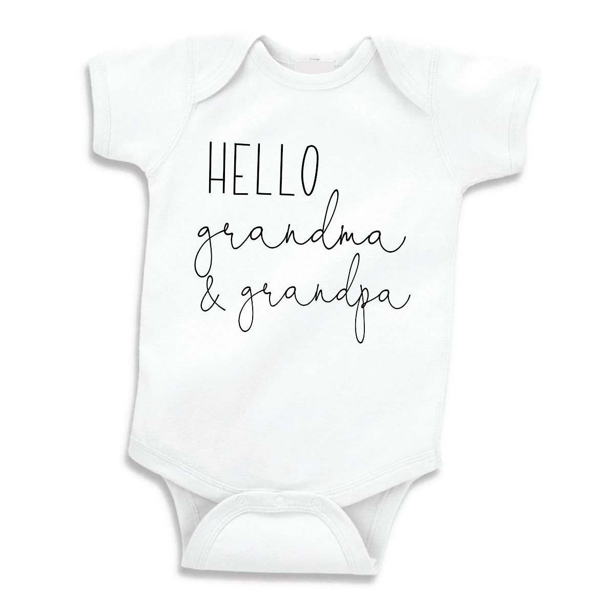 Bump and Beyond Designs Baby-Boys Hello Grandma and Grandpa Pregnancy Announcement Leotard White, 0-3 Months
