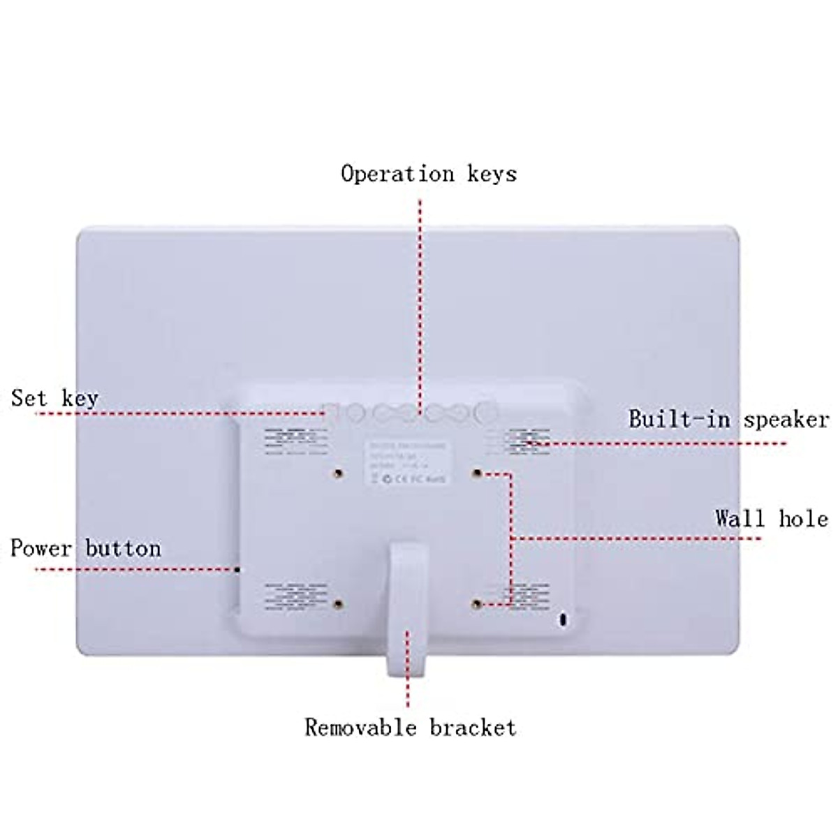 Ultra-Thin 15-inch Electronic Photo Frame Ultra-Narrow Frame Electronic Photo Album Video Player Advertising Player (Color : White)