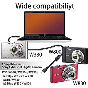 Blacell USB Battery Charger Data Sync Cable Cord for Sony Camera Cybershot DSC-W800 W810 W830 W330 s/b/p/r